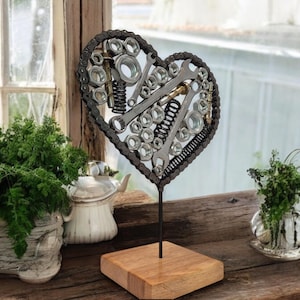 Unique Motorcycle Chain Heart Sculpture - Handmade With Metal Nuts ...