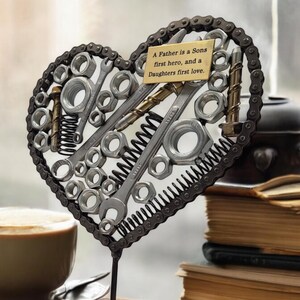 Unique Motorcycle Chain Heart Sculpture - Handmade With Metal Nuts ...