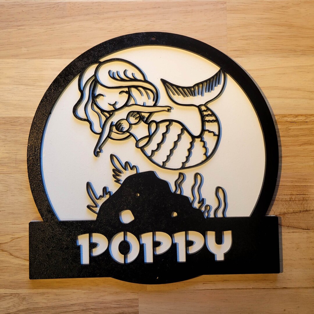 Customizable 3D Little Mermaid Sign for Kids Large Personalized Wall ...