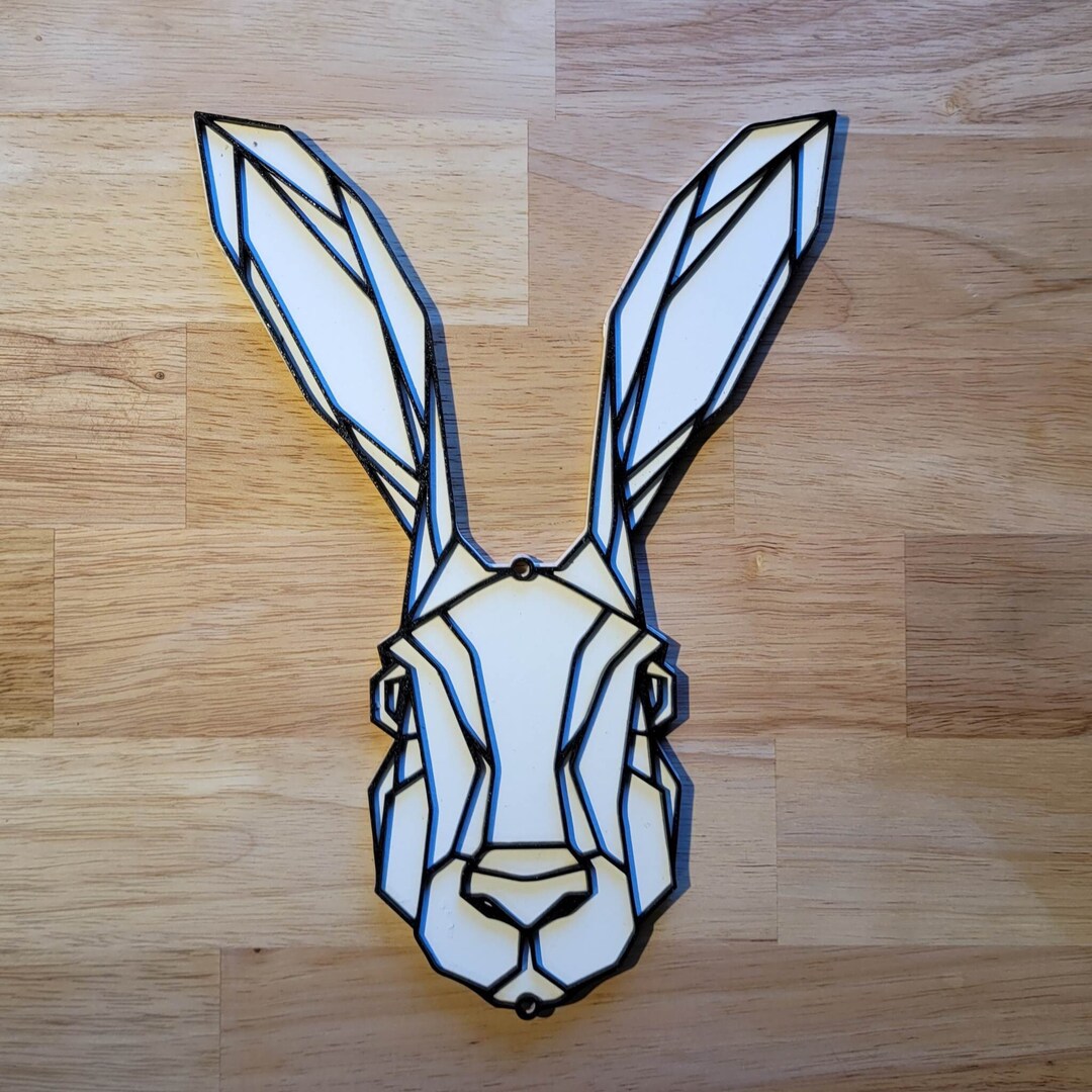 Irish Wooden 3D Geometric Hare Sign Wall Art Door Hanging Plaque 6mm ...