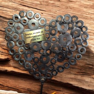 Heart Sculpture Made From Mixed Brushed Steel Washers - Handcrafted ...