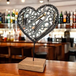 Unique Motorcycle Chain Heart Sculpture - Handmade With Metal Nuts ...