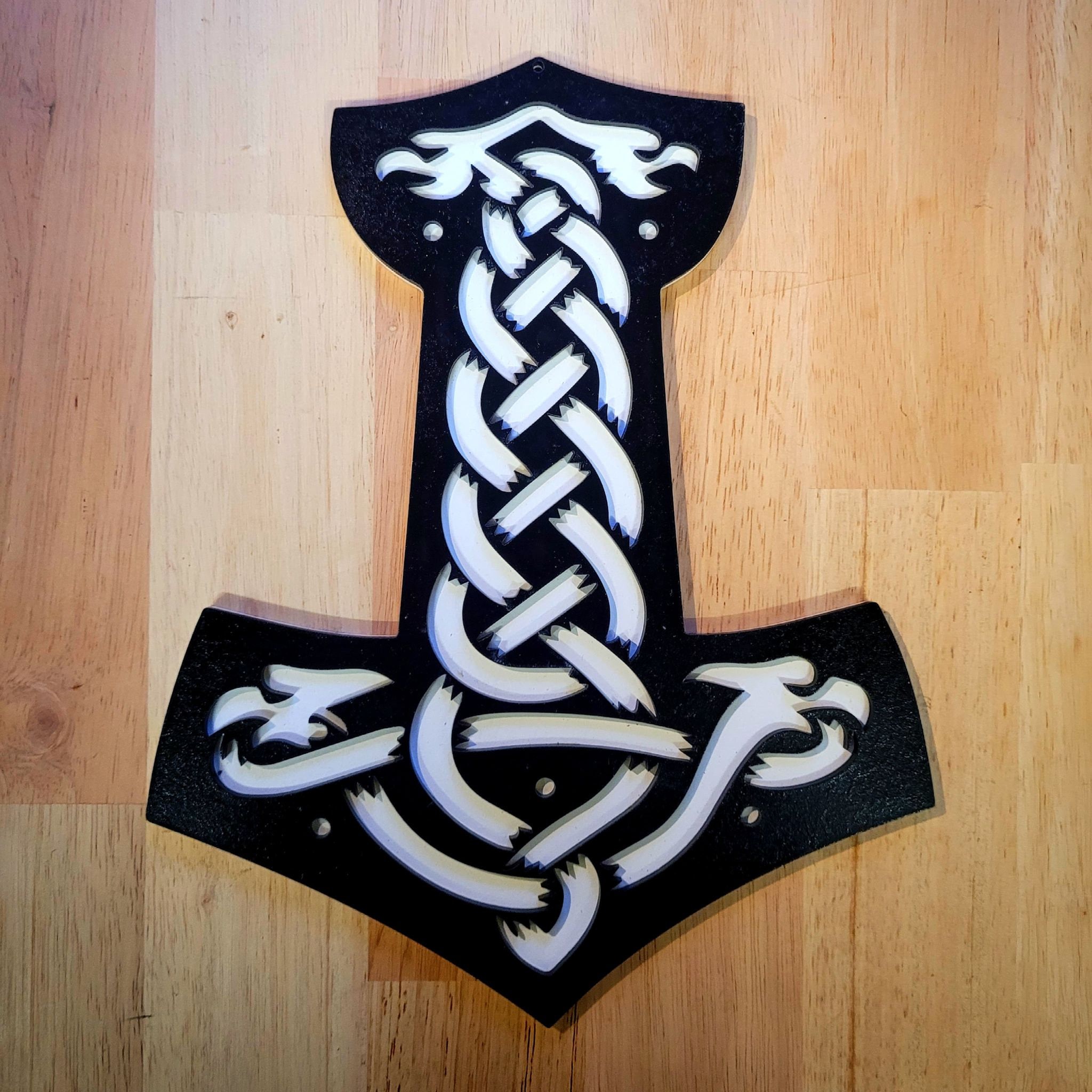 Norse Viking Thor Hammer Symbol: Large 3D Painted Wall Art - Etsy UK