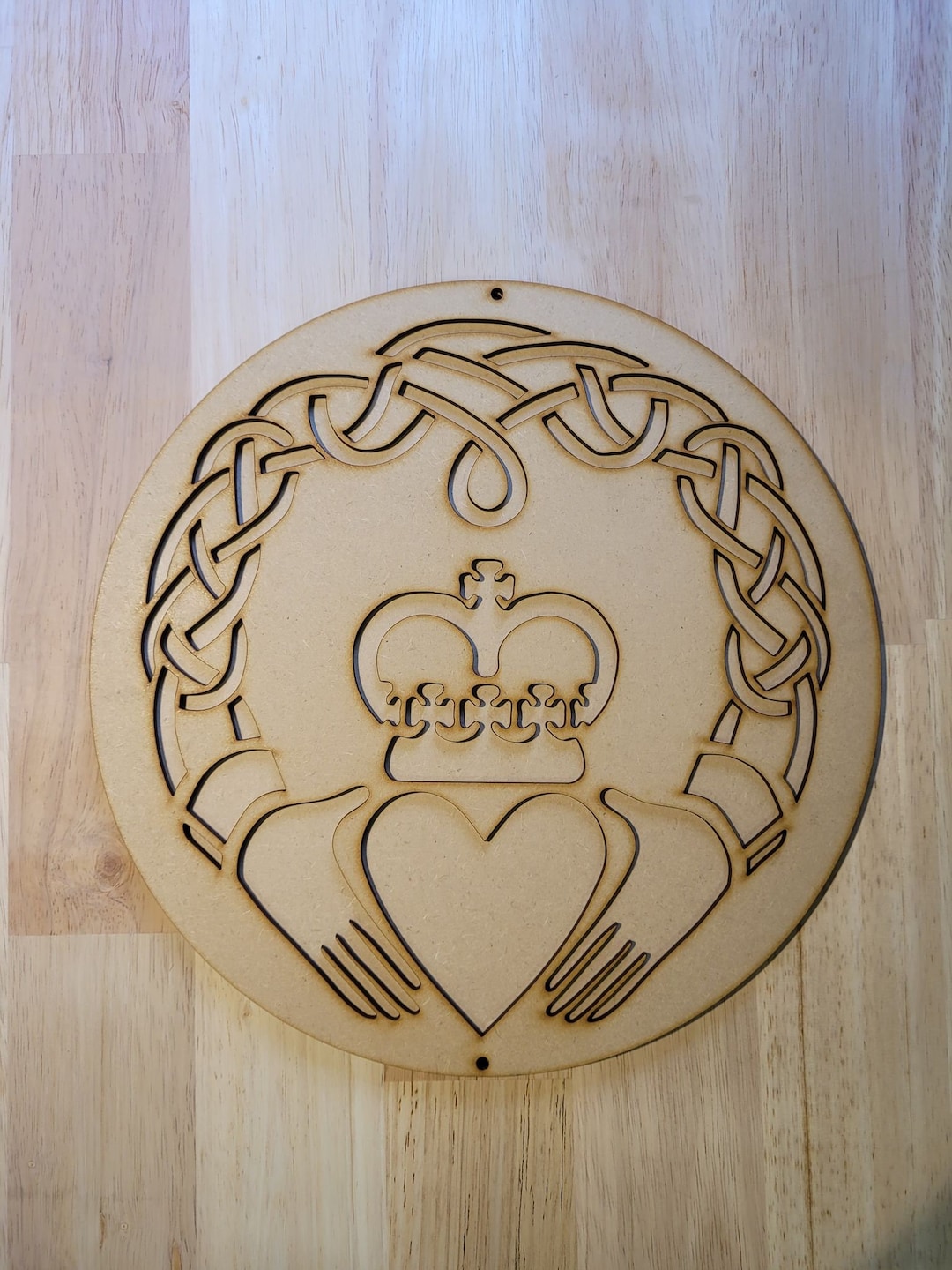 Large 3D Wooden Celtic Knot Claddagh Ring Sign Wall/door Hanging Plaque ...