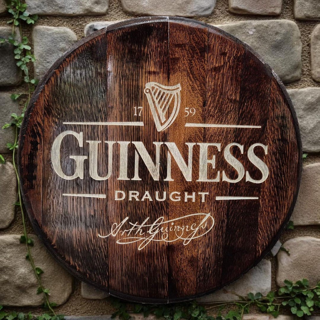 Guinness Whiskey Barrel Lid: Rustic Home Bar Wall Art - Etsy