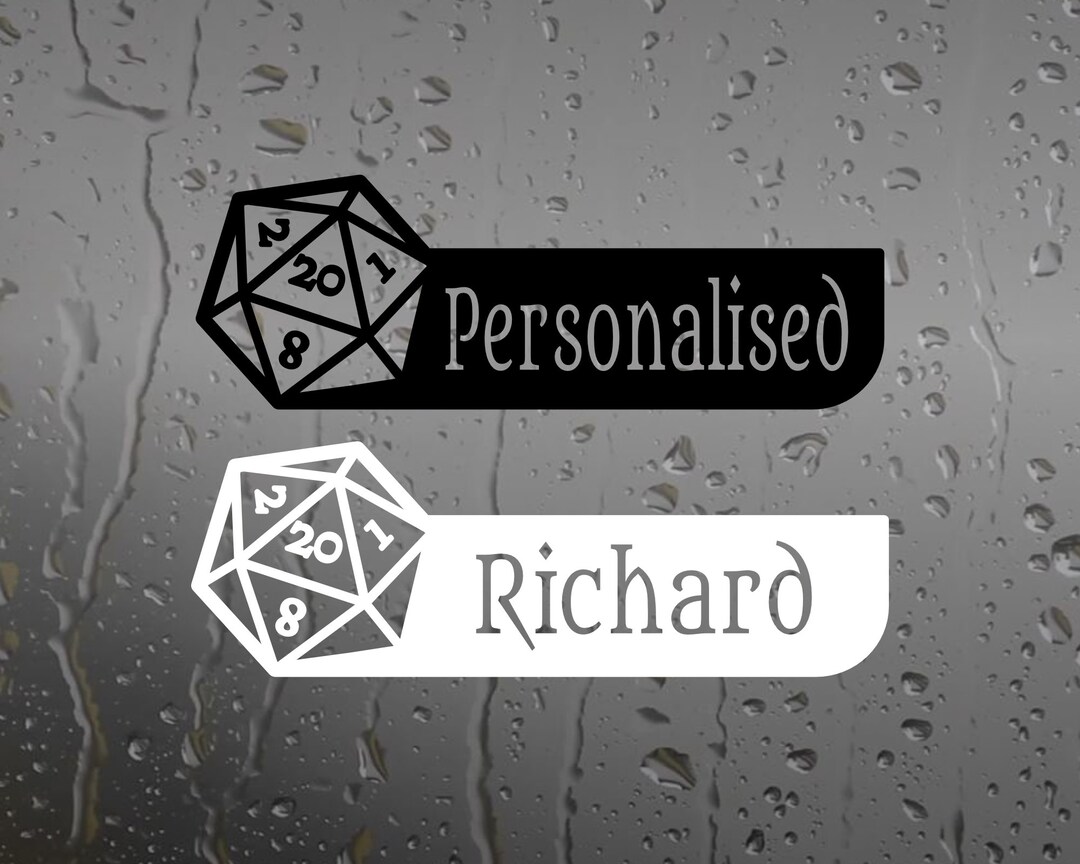 Personalised D20 Dnd Name Sticker Gift for Nerd Bumper - Etsy