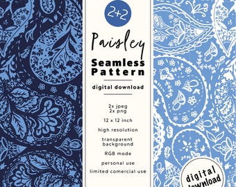 Hand-drawn Paisley Patterns / Traditional Floral Seamless Bandana ...