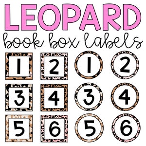 Leopard Book Box Labels L Editable - Etsy