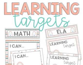 Bright Rainbow Boho Learning Targets Posters L Editable - Etsy