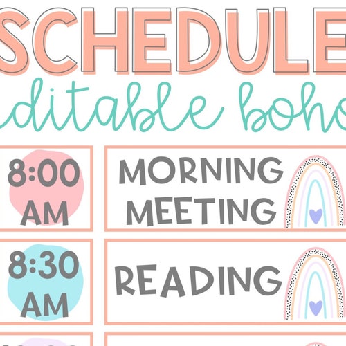 EDITABLE Daily Schedule Cards Boho Farmhouse Bulletin - Etsy