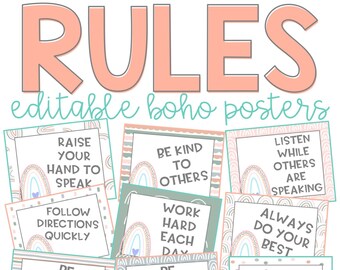 Tropical Leaves Classroom Rules Posters L Editable | Etsy
