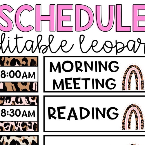 Leopard Daily Schedule L Editable - Etsy