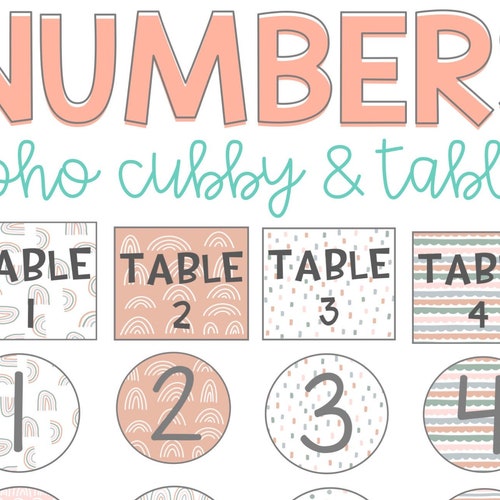BOHO Table and Cubby Numbers - Etsy