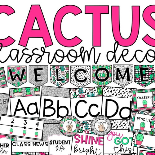 Watercolor Succulent and Cactus Classroom Decor Bundle Easy - Etsy