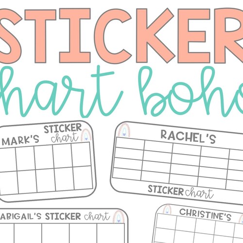 BOHO Sticker Charts L Editable - Etsy