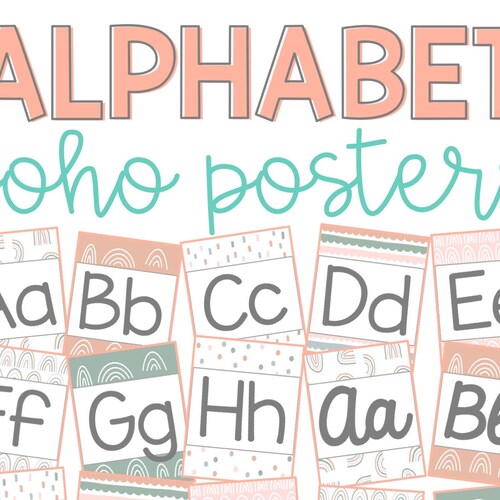 Boho Rainbow Alphabet Posters Classroom Decor Printable Wall - Etsy