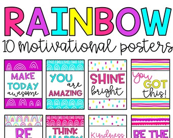 Boho Rainbow Motivational Posters Classroom Decor, Classroom Posters ...