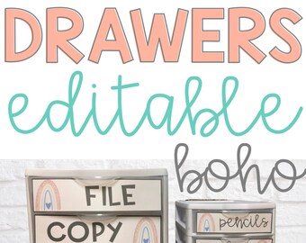 Groovy Boho 10-drawer Cart Labels editable Features - Etsy