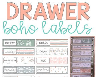 Groovy Boho 10-drawer Cart Labels editable Features - Etsy