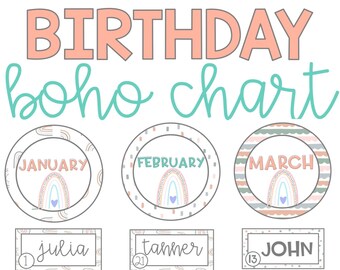 Boho Birthday Chart - Etsy