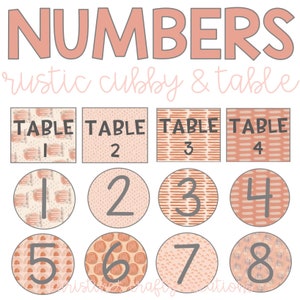 Rustic Boho Table and Cubby Numbers - Etsy