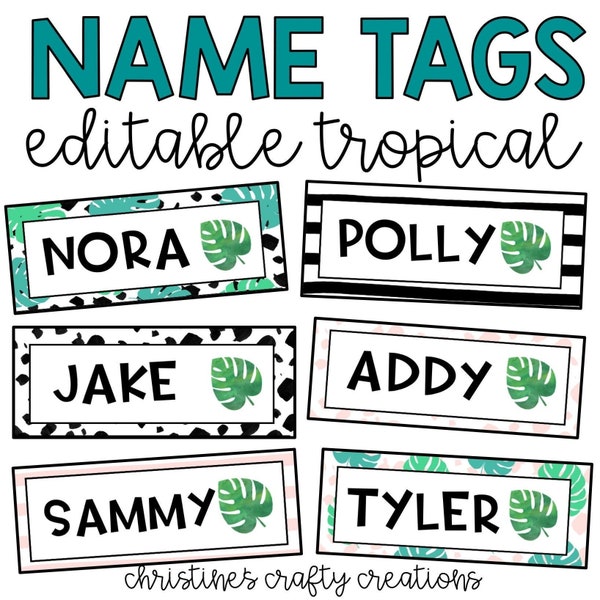 Tropical Name Tag - Etsy