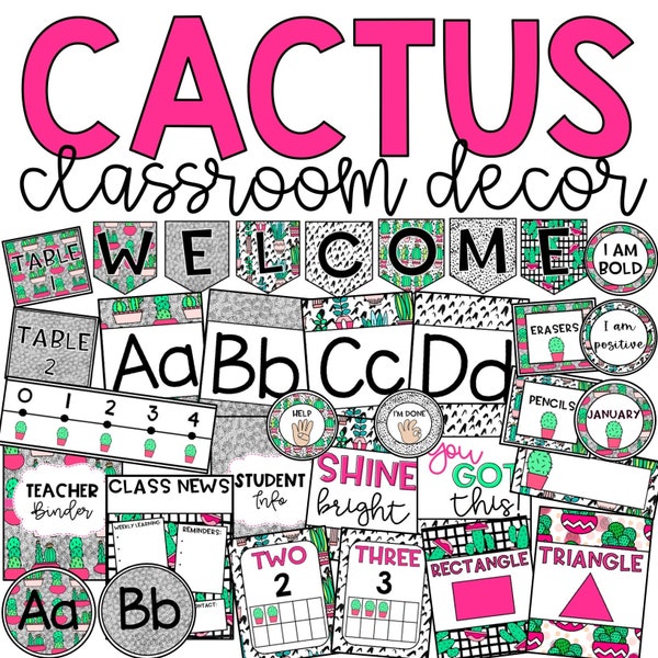Cactus Classroom Decor - Etsy