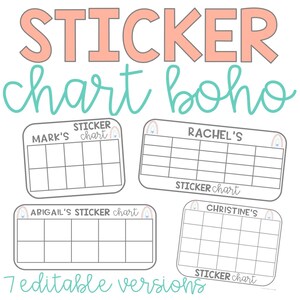 BOHO Sticker Charts L Editable - Etsy