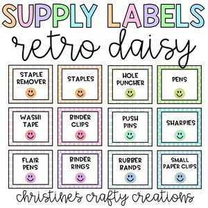 Retro Daisy 10 Drawer Labels L Editable - Etsy