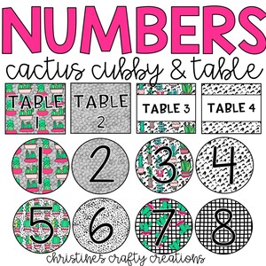 Cactus Table and Cubby Numbers - Etsy