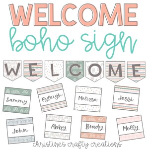 BOHO Welcome Sign L Editable - Etsy