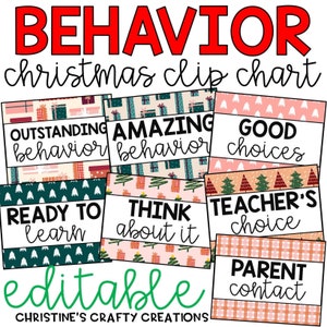 Christmas Behavior Chart L Editable Clip Chart - Etsy