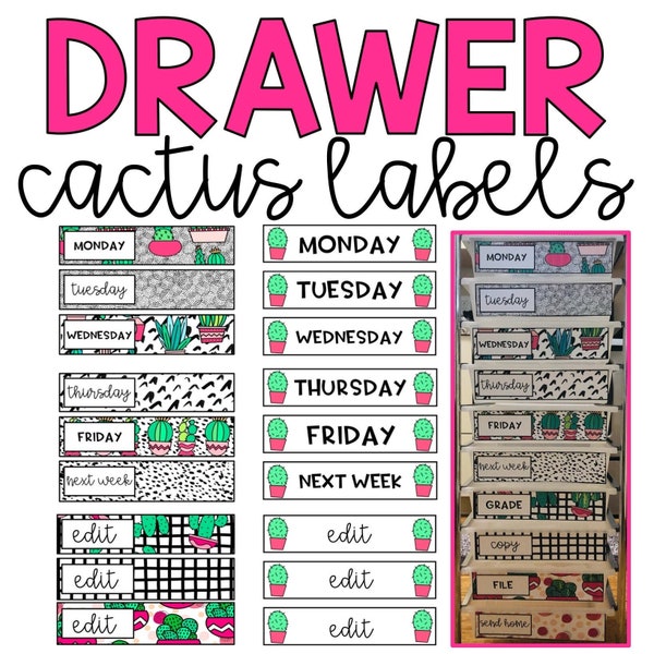 Cactus Drawer Labels - Etsy