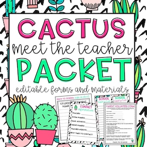Meet the Teacher Night L Editable Forms and Materials L Cactus Theme - Etsy