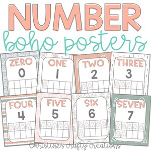BOHO Number Posters 0-20 - Etsy