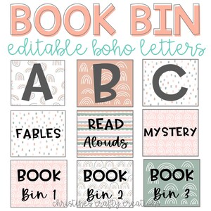 BOHO Book Bin Labels - Etsy
