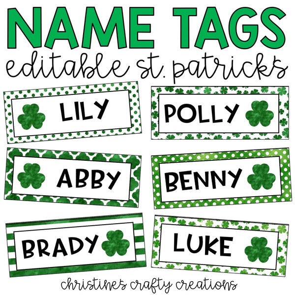 St Patricks Day Name Tags - Etsy