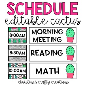 Cactus Daily Schedule L Editable - Etsy