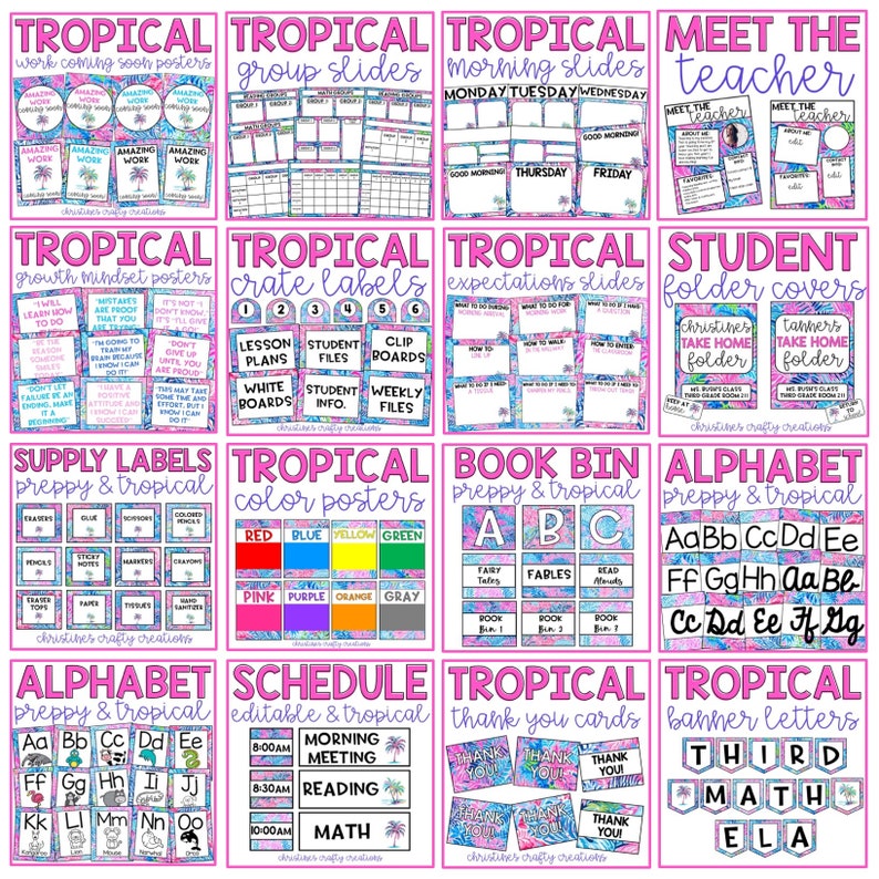Preppy and Tropical Classroom Decor Mega Bundle - Etsy