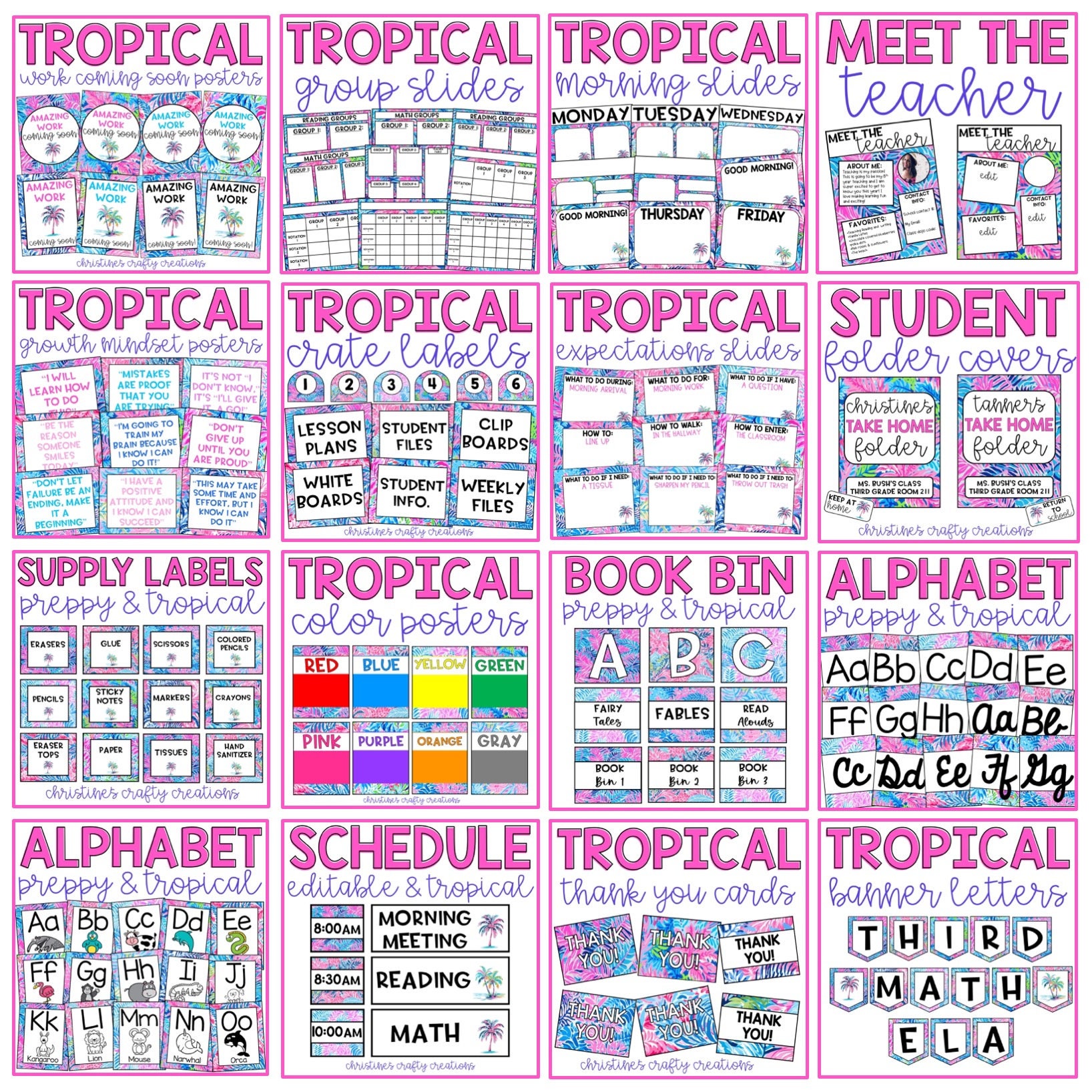 Preppy and Tropical Classroom Decor Mega Bundle - Etsy