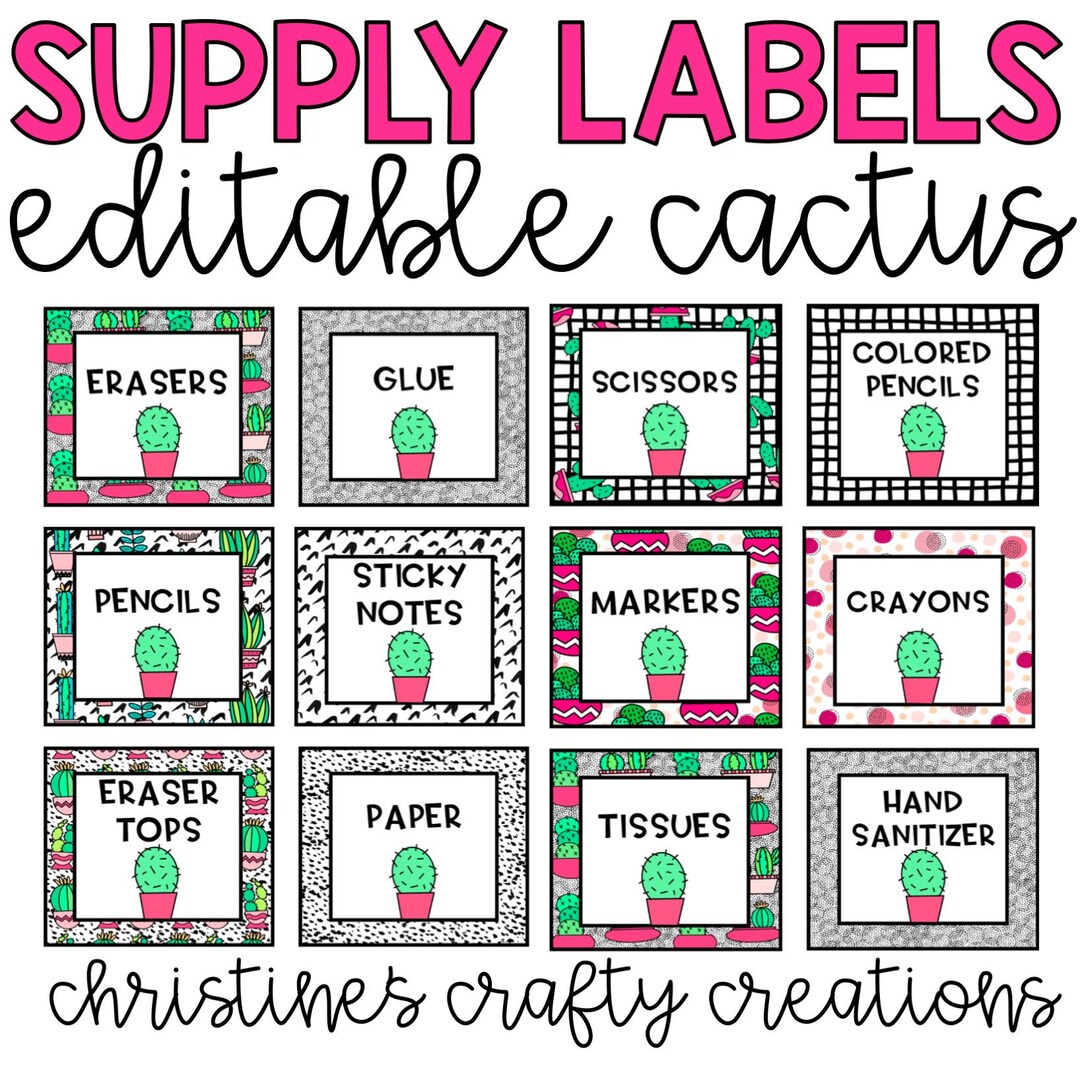 Cactus Supply Labels L Editable - Etsy