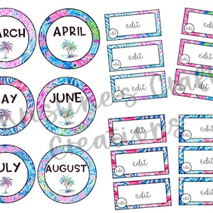 Preppy and Tropical Birthday Chart L Editable - Etsy