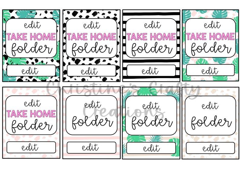 Tropical Leaves Folder Covers L Editable - Etsy