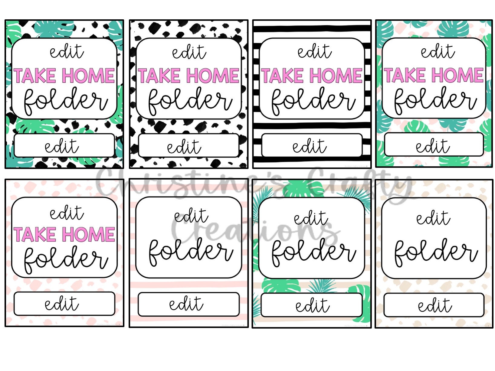 Tropical Leaves Folder Covers L Editable - Etsy