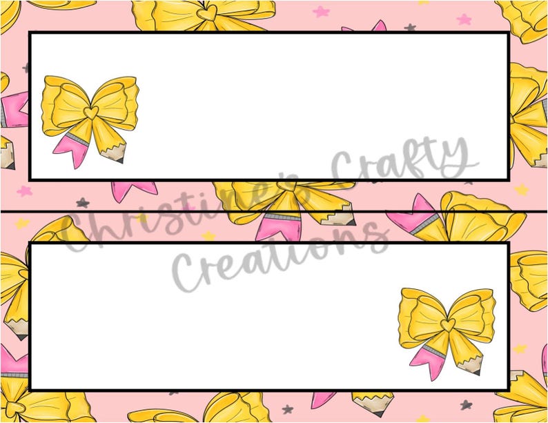 Coquette Bows and Pencils Name Tags L Editable - Etsy