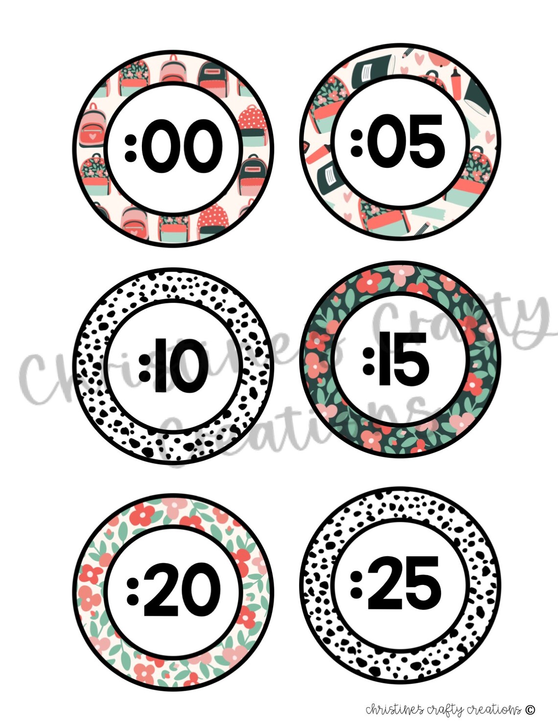 Preppy Dalmatian Clock Labels - Etsy