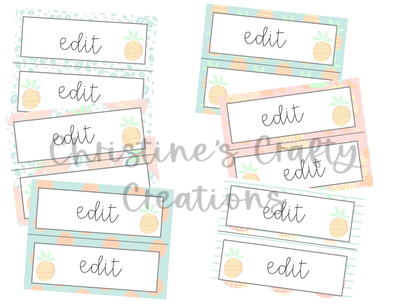 Pineapple Name Tags L Editable - Etsy