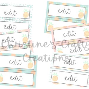 Pineapple Name Tags L Editable - Etsy