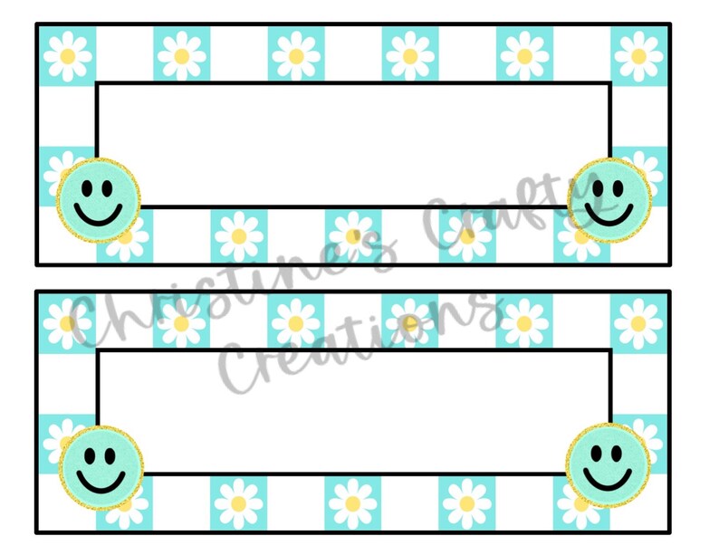 Retro Daisy Name Tags L Editable - Etsy