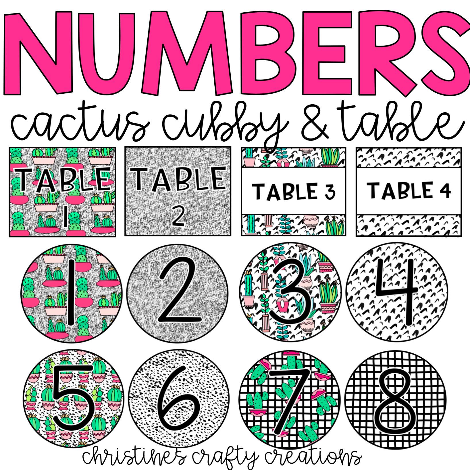 Cactus Table and Cubby Numbers - Etsy